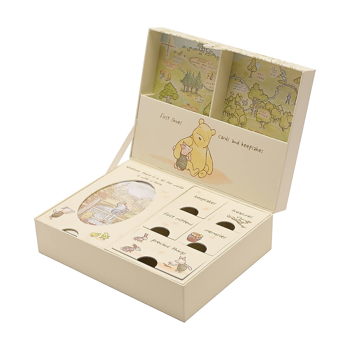 Happy Homewares Winnie The Pooh Keepsake Box with Drawers and Map of Hundred Acre Wood - Officially Licensed