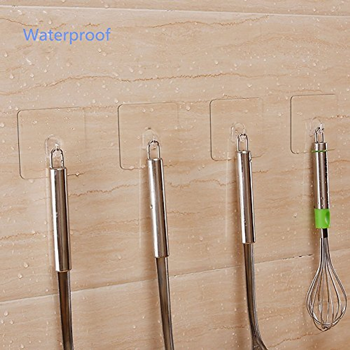 Ninth Five Wall Hooks(13.2lb), Self Adhesive Hooks, Clear Plastic Reusable Heavy Duty Hook for Kitchen Bathroom Office, No Trace No Scratch(12 Pack)