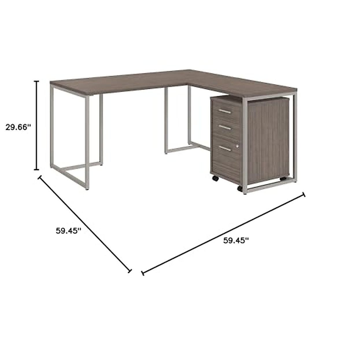 Bush Business Furniture Method L Shaped Desk with 30W Return and Mobile File Cabinet, 60W, Cocoa