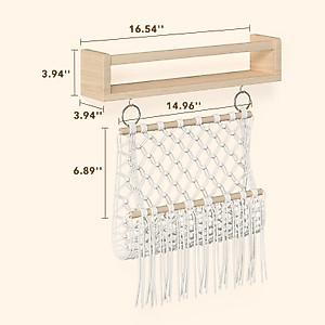 BBLIKE Nursery Book Shelves Set of 3 - Floating Shelves for Wall with Stuffed Animal Net, Wood Wall Mounted Shelves, Hanging Nursery Furniture for Toy Storage and Playroom, Kids Room, Nursery Decor