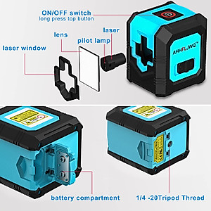 Laser Level,AHHFLJWQ 50ft Cross Line Laser with Vertical and Horizontal Line Self-Leveling,For architectural murals,Battery Included AA.