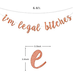 Rose Gold Glitter I'm Legal Bitches Banner, I'm 21 Bitches/Cheers to 21 Years/Rip Fake ID, 21st Birthday Party Decorations