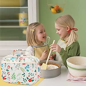 Kids Lunch Box Boys Girls Insulated Lunch Cooler Bag Reusable Lunch Tote Kit for School Travel(Flower)