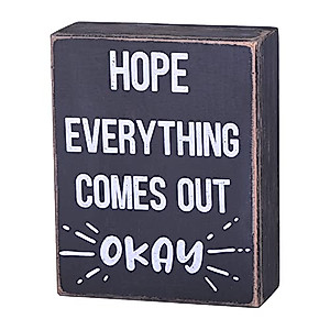 Noilk Funny Bathroom Decor Signs,Rustic Farmhouse Cute Restroom Washroom Home Decor For Shelf,Western Modern Room Wood Decorations Wall Art Accessories,Office Relex Sayings Box Sign Black