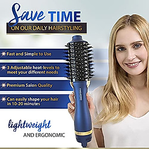 Magnifeko Round Hair Dryer Brush - Hot Air Blow Dryer Brush for Women for Hair Drying, Styling and Volumizing -(Blue)