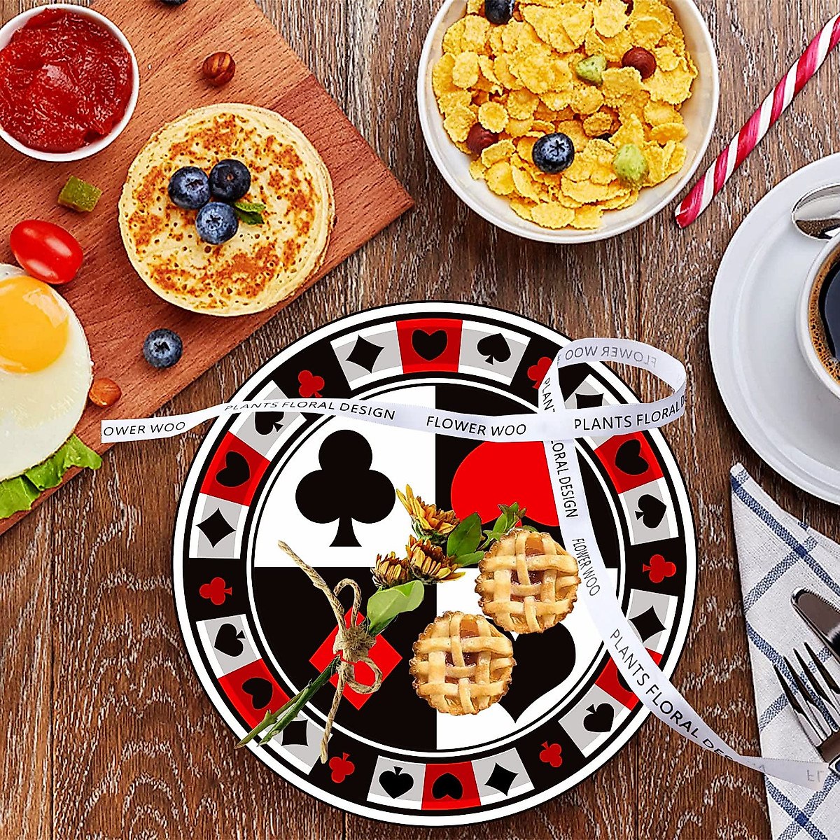 40 Pcs Casino Party Supplies Poker Paper Plates 7" Casino Party Plates for Casino Night Poker Game Theme Poker Card Playing Club Heart Poker Night Las Vegas Birthday Party Decorations (Poker)