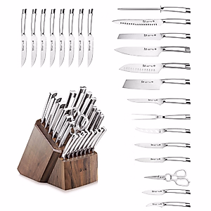 Cangshan N1 Series 1022377 23-Piece German Steel Forged Knife Block Set, Walnut Block