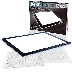 U.S. Art Supply Lightmaster 17"x24" (A2) LED Lightbox Board - 32.5" Diagonal, Ultra-Thin, Dimmable Light Pad - Measuring Grid & Protractor Included - 110V, Flicker-Free, Portable, 50,000 Hour LEDs