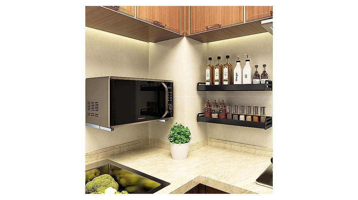 Heavy Duty Microwave Wall Mount - Adjustable Steel Shelf for Kitchen