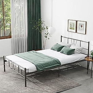 Wonder Comfort Twin Size Bed Frame Metal Platform with Headboard and Footboard/11 Inch Underbed Storage/Firm Support & Easy Set up Structure, Black