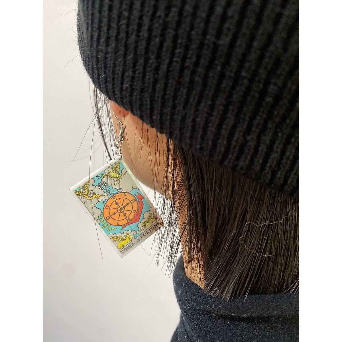 VEINTI+1 22 Pairs Tarot Card Earrings arot Divination Earrings Wheel of Fortune Grand Arcana Earrings Waite Tarot Earrings Jewelry with Double Side Tarot Patten Pendant Earring for Women Playing Astrology Charms Decor Nature'S Secret Library Regalo De Joy