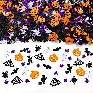 1100Pcs Halloween Confetti, Pumpkin Bat Witch Spider Confetti for Halloween Party Decorations,Metallic Foil Glitter Table Confetti Sprinkles