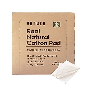 varuza Premium Unbleached 100% Cotton Pads for Face Toner- Lint Free Triple Layers Face Pads for Toner Mask, Nail and Makeup Removal 300 Count