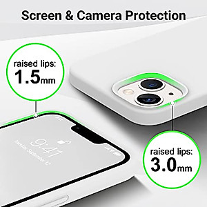 AOTESIER Designed for iPhone 13 Case, [Silicone Ultra Slim Thin Series], Full Body Shockproof Protective Phone Case with Soft Anti-Scratch Microfiber Lining Cover iPhone 13, 6.1 inch, White