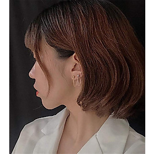 Minimalist Ball Bead Tassel Chain Drop Dangle Earrings for Women S925 Sterling Silver Tiny Balls Stud Tragus Cartilage Hypoallergenic Pierced Ear Fashion Punk Jewelry (Silver)