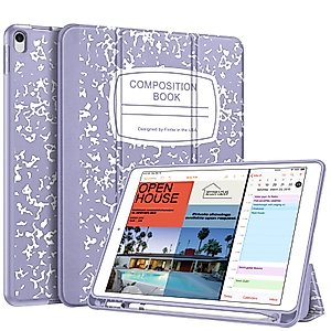 Fintie SlimShell Case for iPad Air 3rd Gen 10.5" 2019 / iPad Pro 10.5 Inch 2017 with Built-in Pencil Holder - Lightweight Smart Stand Soft TPU Back Cover, Auto Wake/Sleep (Composition Book Lilac)