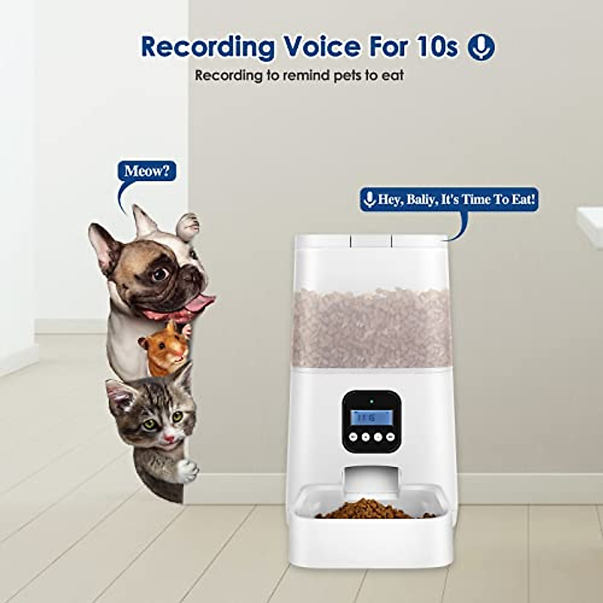 5L Automatic Cat Feeders, Farexon Auto Pet Feeder Dry Food Dispenser, Timed Cat Feeder with Dual Power Supply, Portion Control 1-4 Meals Daily, 10s Voice Recorder for Small & Medium Cats Dogs