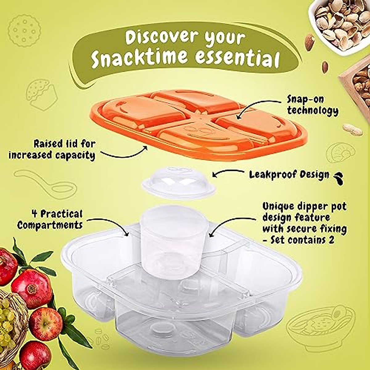 SANOEARTH Snack Containers [7 Packs] Lunch Containers For Kids | Lunchable Container | Snack Containers for Kids | Snack Containers For Adults | 3 Dippers