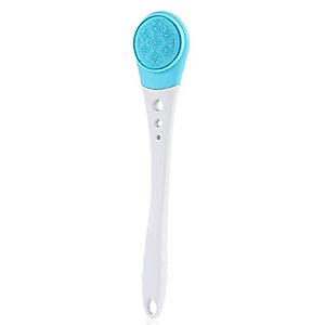 INGVY Dry Brushing Body Brush Electric Brush with Long Handle Rotatablcze Showering Waterproof Body Washing Tool Double Side Brushes Accessory (Color : Blue)