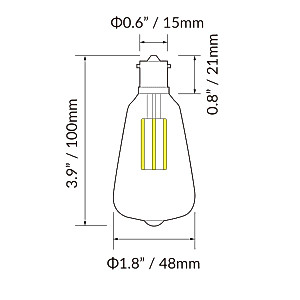 Dream lighting LED Edison Bulb 3W, 150 Lumens, Warm White 3000K, LED Vintage Replace Globe Dinette Light Fixtures, Pack of 2