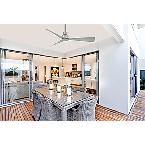 MINKA-AIRE F786-SL Simple 44 Inch Outdoor 3 Blade Ceiling Fan with DC Motor in Silver Finish