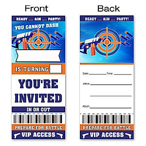 VAHATAN Dart Gun Birthday Party Invitations 20 Pack Dart Gun Ticket Invitations with Envelopes Invites Cards for Birthday Party