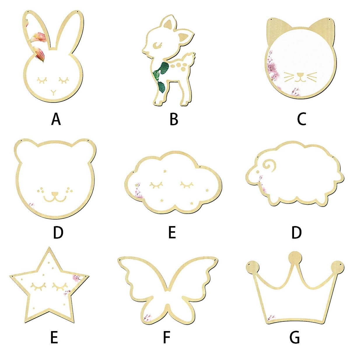 FARZI Cartoon Decorative Mirror Nordic Wooden Acrylic Mirror Creative Art Wall Decoration