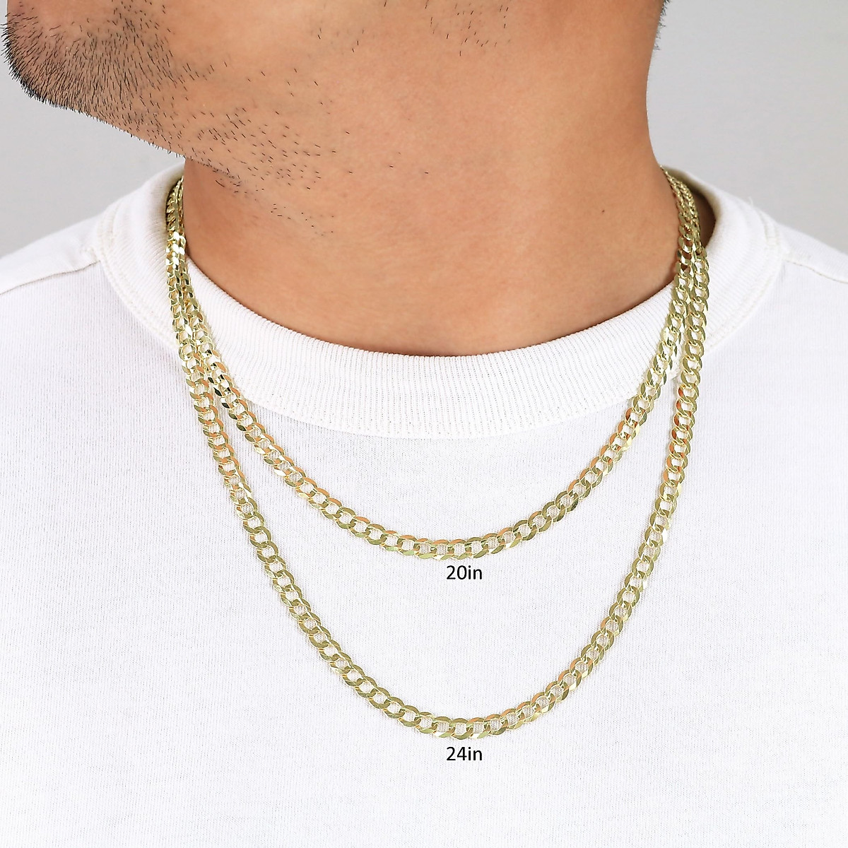 Nuragold 14k Yellow Gold 6mm Solid Cuban Curb Link Chain Necklace, Mens Jewelry 16" 18" 20" 22" 24" 26" 28" 30"