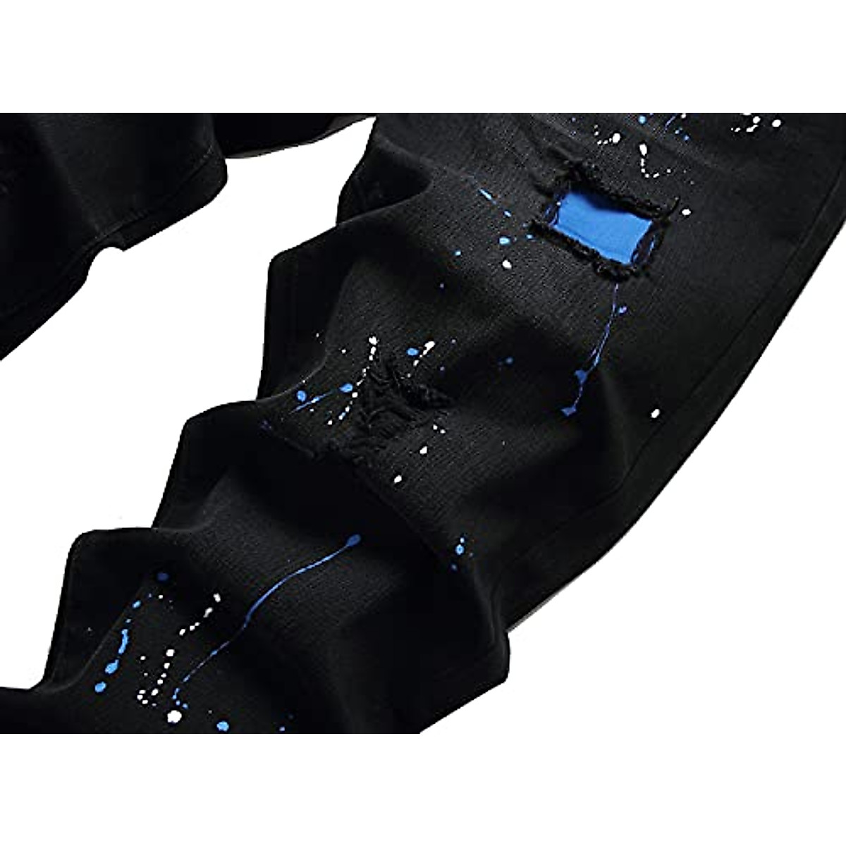 QIMYUM Mens Ripped Jeans, Distressed Destroyed Slim Fit Straight Leg Denim Pants (34, Black040)