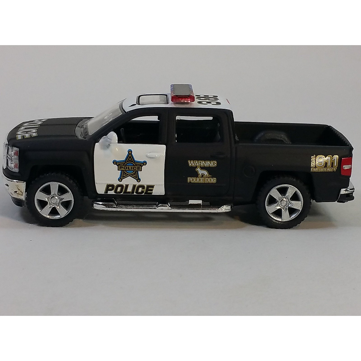KiNSMART 2014 Chevrolet Silverado LTZ Crew Cab 4x4 1:46 Scale 5 Inch Diecast Metal Model Pick-up Interceptor Truck Police K9 Unit