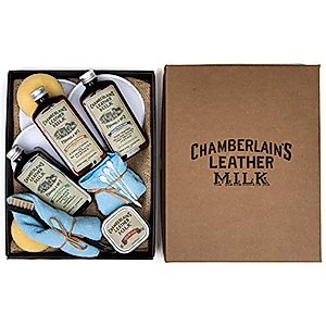 Leather Milk Leather Restoration Kit - Heal & Restore Antique Leather. Cleaner, Conditioner, Water Protectant, Healing Balm, Detailing Brushes, Pads, & More! All-Natural. Made in USA