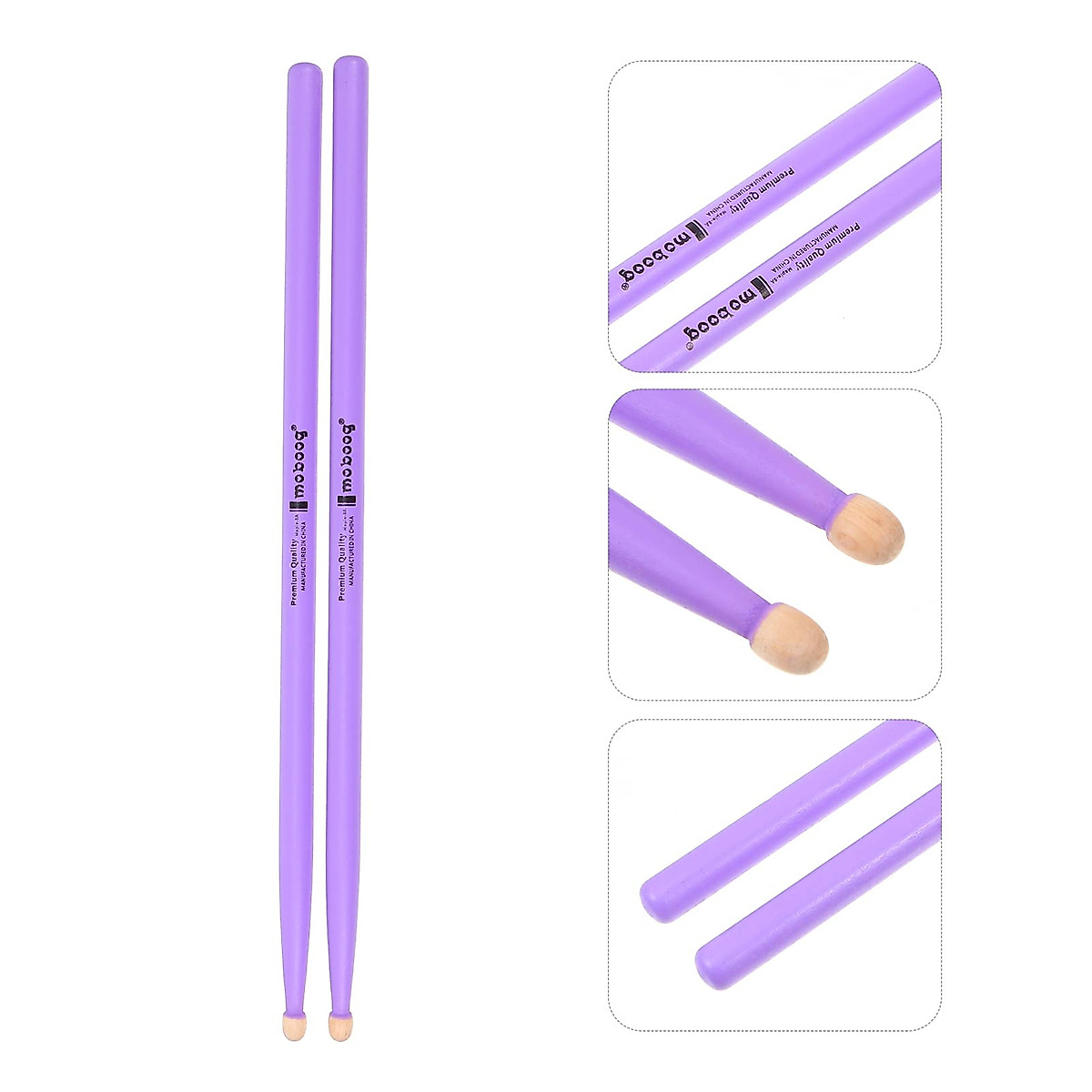 MILISTEN 2 Pairs Purple Maple Percussion Drum Sticks Maple Wood Drumsticks Non Slip Drum Sticks Wood Tip Maplewood Drumstick for Kids Students and Adults