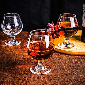 Brandy Snifters Glass Set of 6, 12 oz Classic Stemmed Cognac Glasses Glass Snifters Set Perfect for Scotch & Bourbon, Short Beer Tasting Glasses