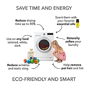 Friendsheep Wool Dryer Balls 6 Pack XL Organic Premium Reusable Cruelty Free Handmade Fair Trade No Lint Fabric Softener Color - Galaxy Tie Dye