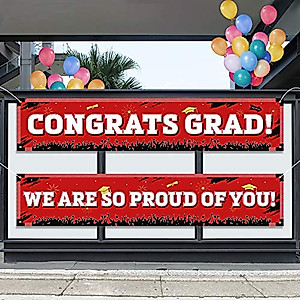 Bundle- 2 Items: Red Graduation Backdrop+ Graduation Banner