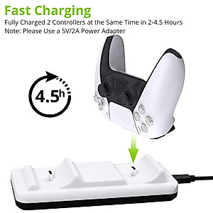 Mini PS5 Controller Charger, LiNKFOR Charging Dock Station for PS5, Fast Dual Charger Accessories for PlayStation 5 DualSense Controller with USB Cable, White