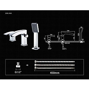 RONPOTY Kitchen Taps Bathtub Faucet Chrome Bathroom Tub Faucet Rainfall Bath Tub Taps Shower Mixer Tap Shower Faucet Set