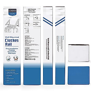 LIVEHITOP Wall Mounted Drying Rack, 2 Pcs Folding Clothes Hanger Retractable Clothes Rack with Rod for Balcony Living Laundry Room(Black)