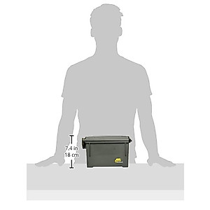 Plano Field Ammo Box, OD Green, Lockable Ammunition Storage Box with Heavy-Duty Carry Handle, Small Plastic Ammo Storage, Water-Resistant Protection, Holds 6-8 Boxes of Ammo