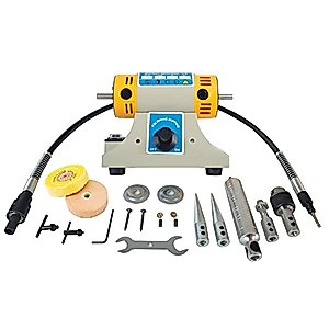 Rebrisbol Jewelry Buffer Polisher Bench Buffer Polisher with Accessories Multi-Function Electric Lathe Grinder for DIY Jewelry, Wood, Dental, Amber, Metal, Jade