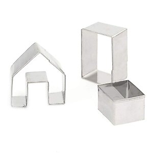 Christmas Cookie Cutters Set 3pcs- 3D Stainless Steel Mini Gingerbread House Cookie Cutter Kit, Chocolate Little House Biscuit Mold Fondant Cake Decorating Holiday DIY Baking Tools