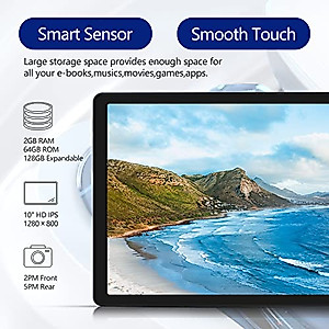 URAO Android Tablet 10 inch Android 12 Tablets Quad Core 64GB 5000mAh Battery Dual Camera 1280x800 HD Display Touchscreen Tablet PC (2022 Release, Silver)