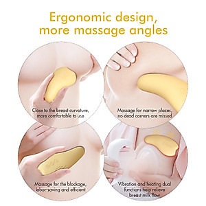 Breast Massager Warming Lactation Compress Breastfeeding: Mastiti Clogged Duct Engorgement Relief - Vibrant & Warmer Waterproof Heating Milk Warmer Breastmilk Pals (Yellow)