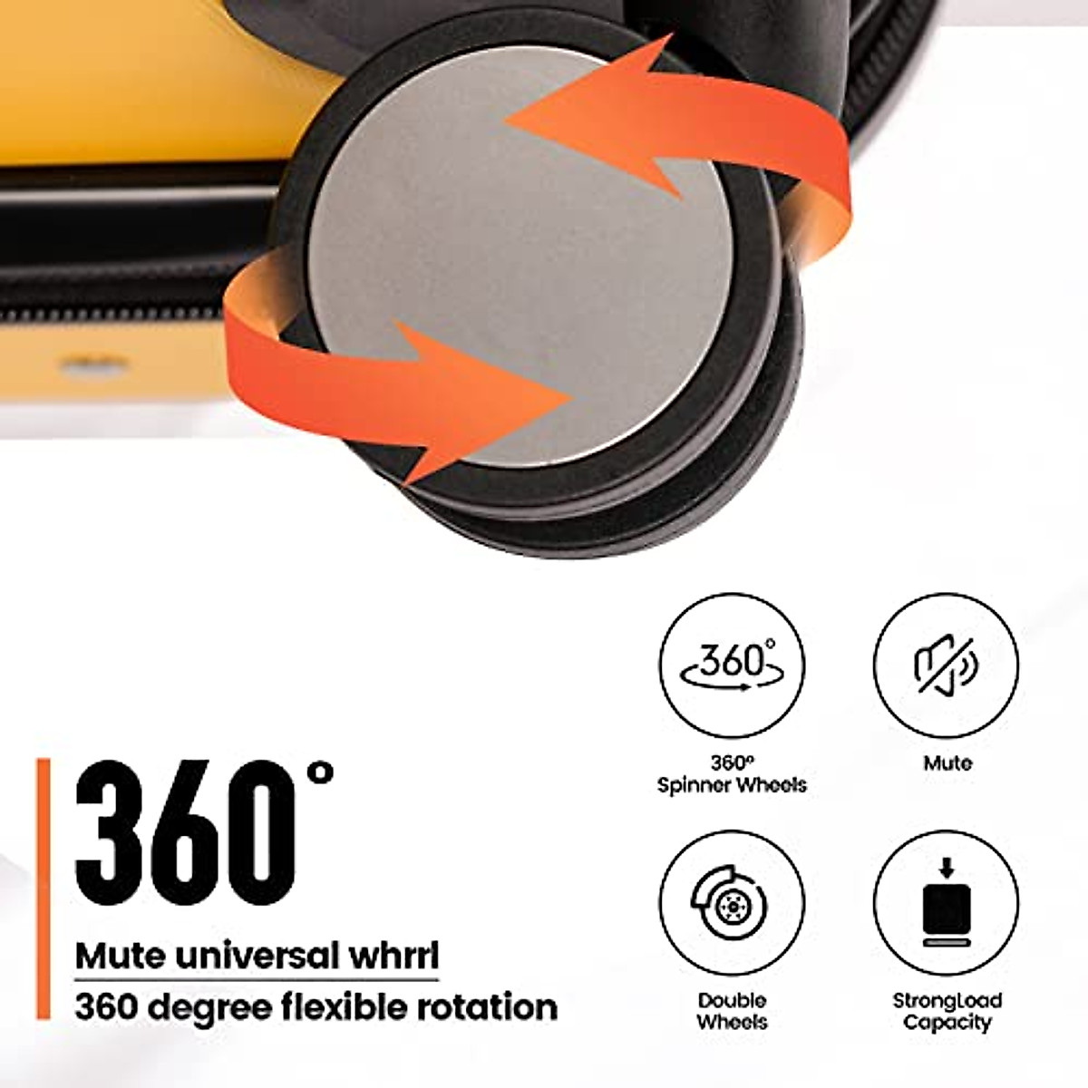 PRIMICIA GinzaTravel 3-Piece Luggage Sets Expandable Suitcases with 4 Wheels PC+ABS Durable Hardside Luggage sets TSA lock (Yellow, 3-Piece Set(20"/25"/29"))