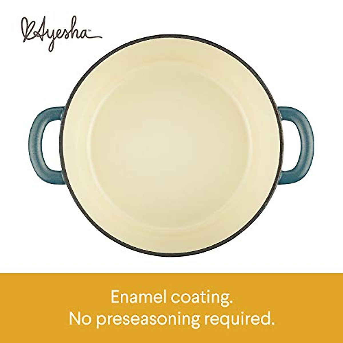 Ayesha Curry Cast Iron Enamel Casserole Dish/ Casserole Pan / Dutch Oven with Lid - 6 Quart, Twilight Teal