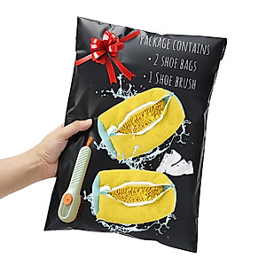 2024 NEW Shoe Washing Bag for Washing Machine Laundry Shoe Bag For Washer And Dryer, Reusable Shoe Washing Bag for All Shoe Types And Sizes Shoe Cleaning Bag Includes 2 BAGS WITH SHOE BRUSH