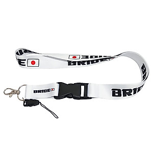 1pc Motor Sport JDM Bride Japan White Lanyard Neck Strap Keychain Keyring Car Motorcycles Speed Racing Gaming Seat Accessories Quick Release
