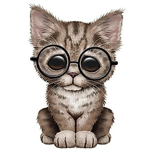 CafePress Cute Tabby Kitten With Eye Glasses Mugs Ceramic Coffee Mug, Tea Cup 11 oz