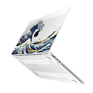 MEEgoodo for MacBook Air 13.6 inch Case 2022 New A2681 with M2 Chip, Clear Case for MacBook Air M2 with Retina, Laptop Hard Shell Cases with Keyboard & Webcam Cover & Screen Protector, Great Wave