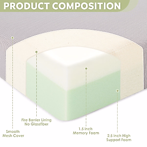 Lazyzizi Foldable Mattress 4Inch Folding Mattress Fold Out Floor Sofa Bed for Adults, Camping, Guest, with Headrest, Breathable & Washable Cover (Single)